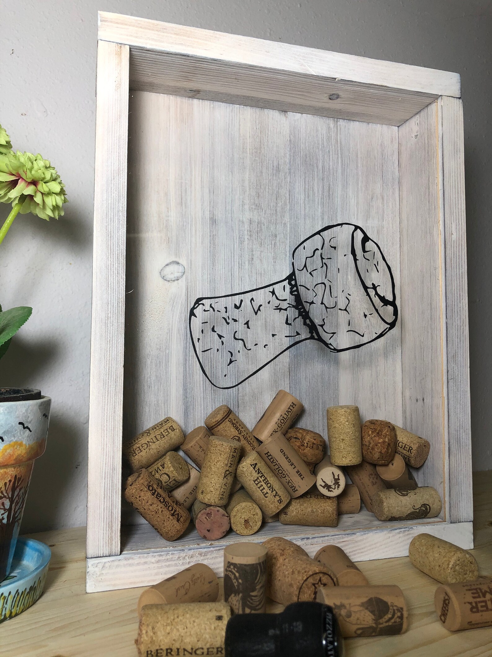 Wine Cork Shadow Box Wine Cork Holder Cork Holder Rustic - Etsy
