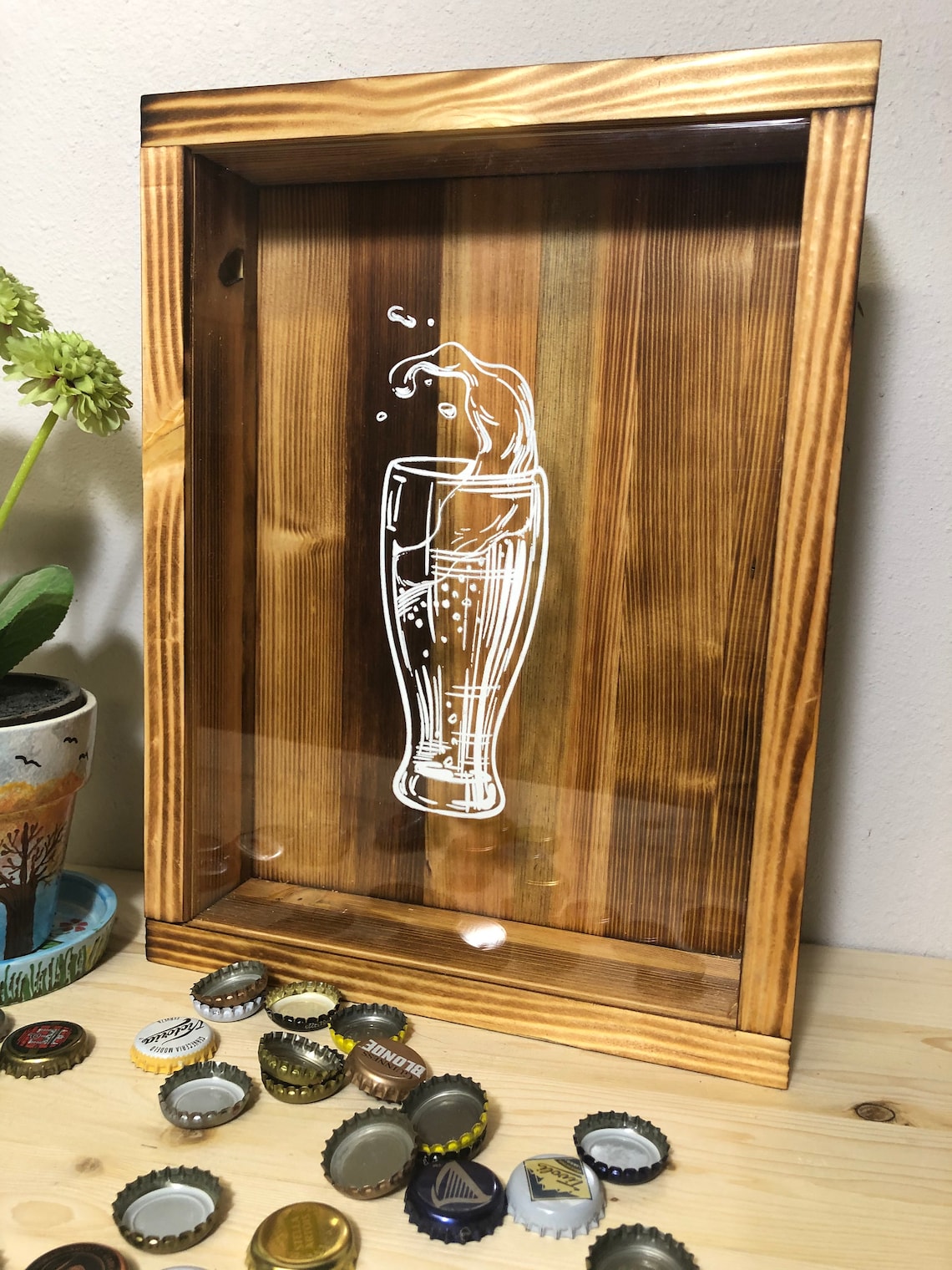 Beer Cap Shadow Box Beer Cap Holder Wood Shadow Box | Etsy