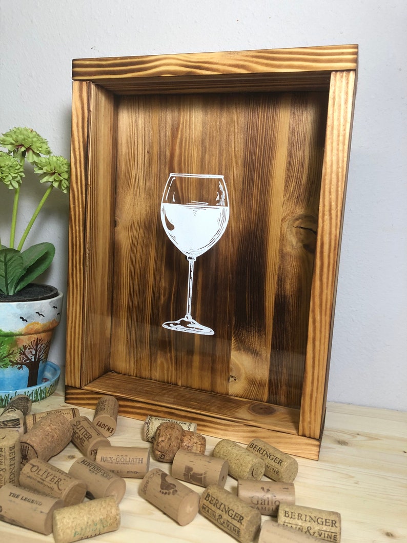 Wine Cork Shadow Box Wine Cork Holder Gift for Her Wine - Etsy