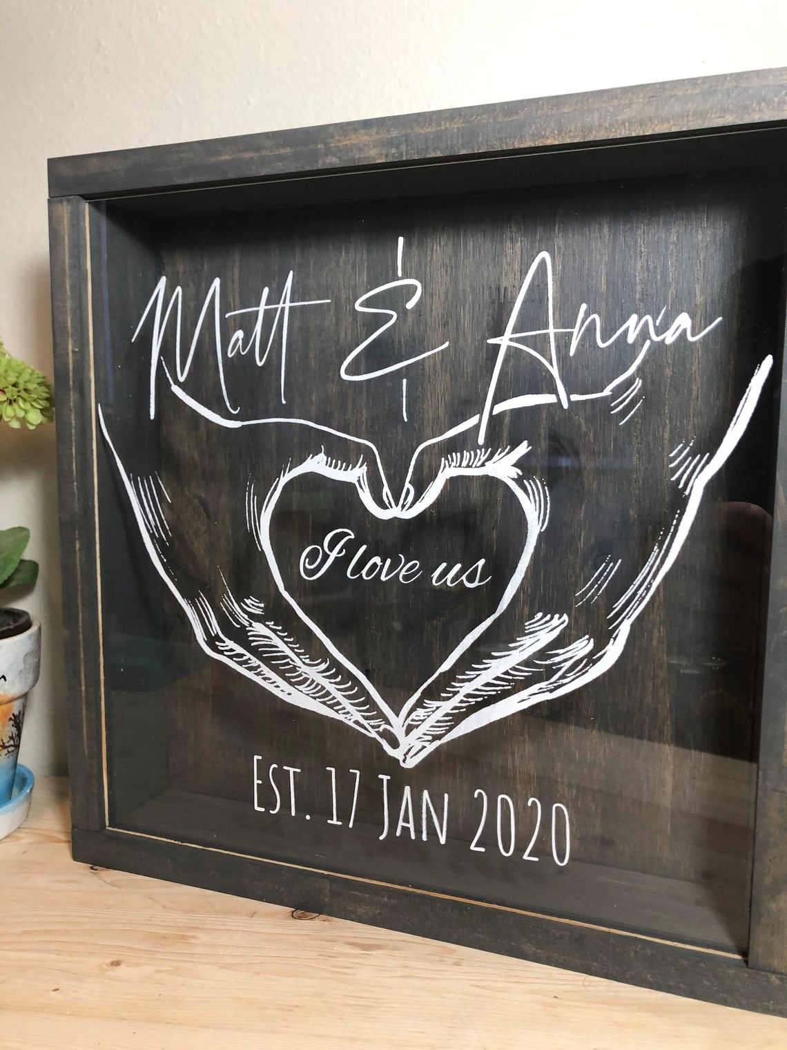 Heart Hands Shadow Box Gift for Her or Him Wedding Shadow | Etsy