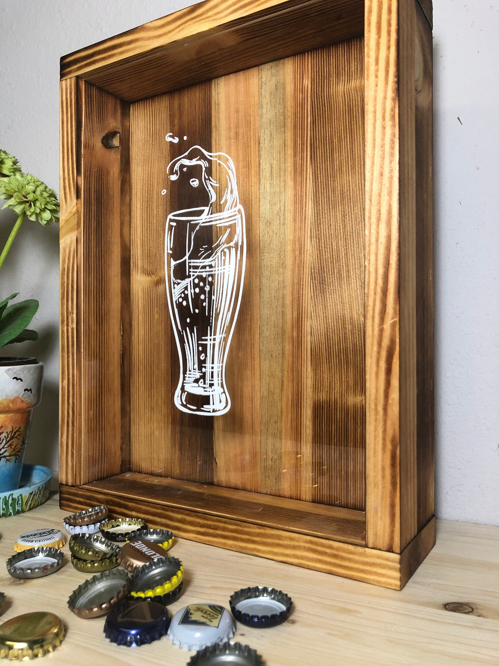 Beer Cap Shadow Box Beer Cap Holder Wood Shadow Box - Etsy