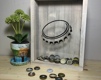 Beer Cap Shadow Box Beer Cap Holder Wood Shadow Box Father's Day Gift ...