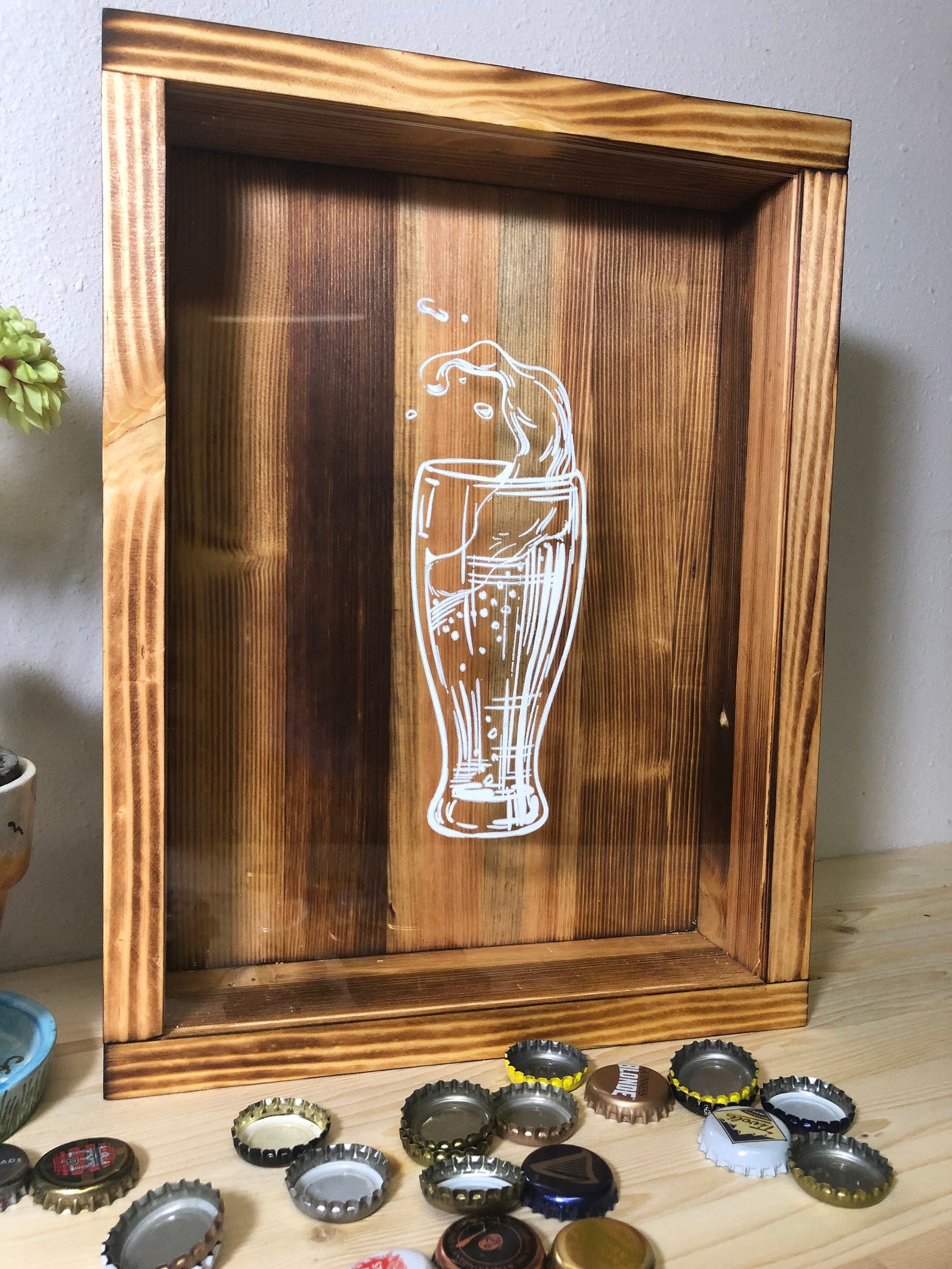 Beer Cap Shadow Box Beer Cap Holder Wood Shadow Box - Etsy