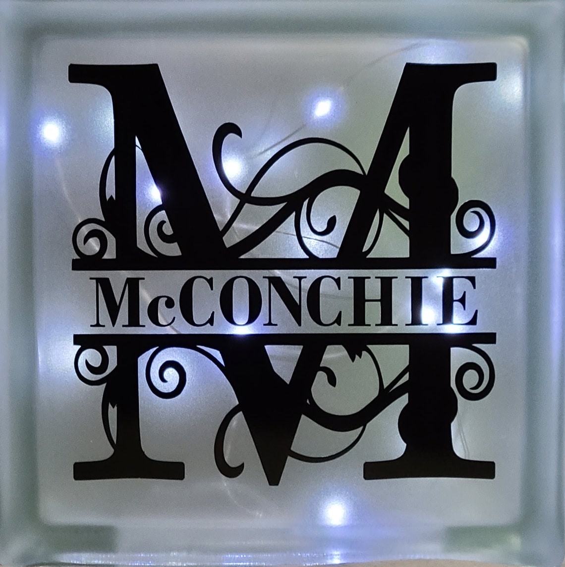 Frosted Glass Block | Monogram - Etsy