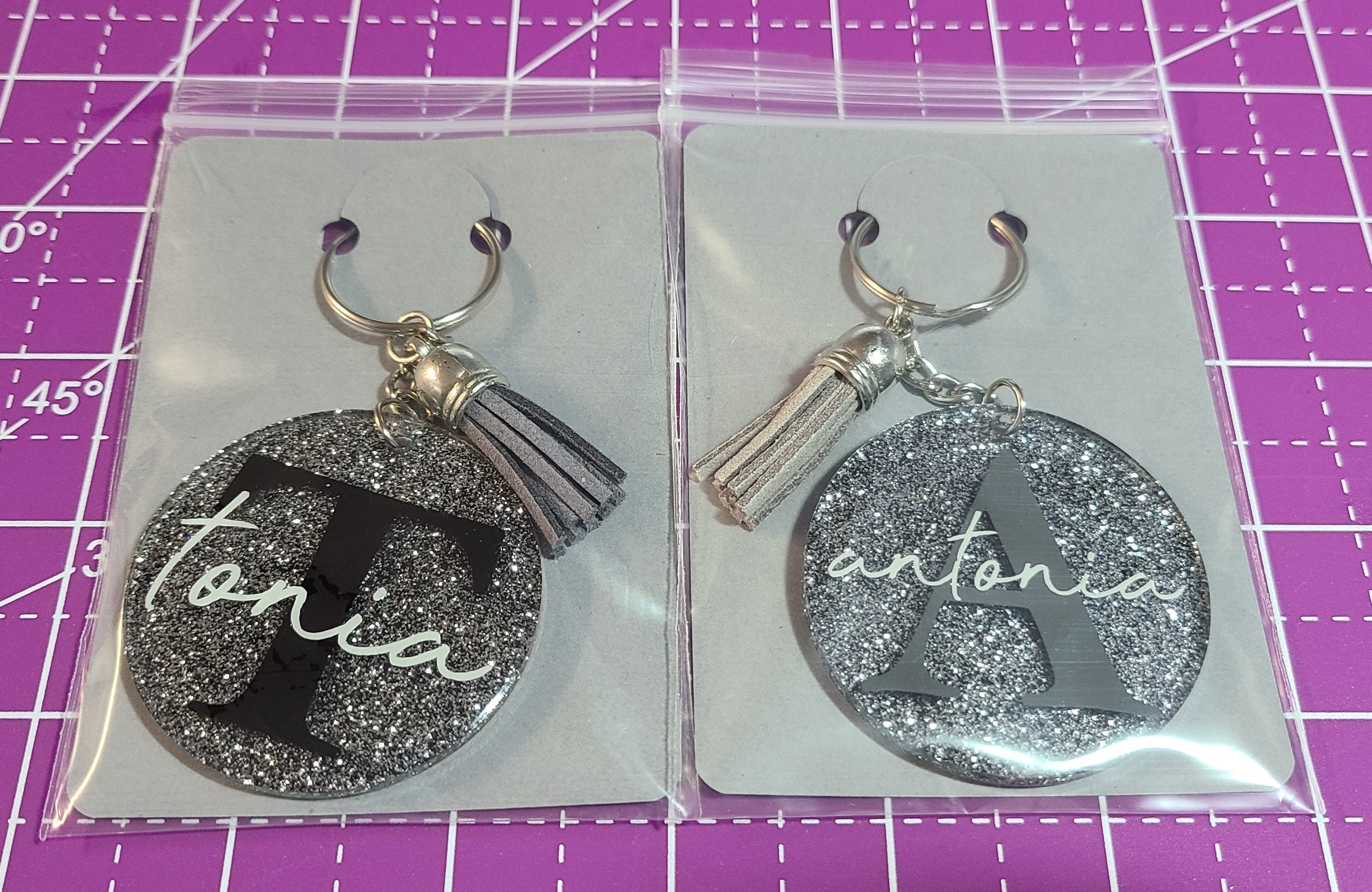Personalized Custom Glitter Acrylic 2" Round Keychain W/ Tassel - Etsy