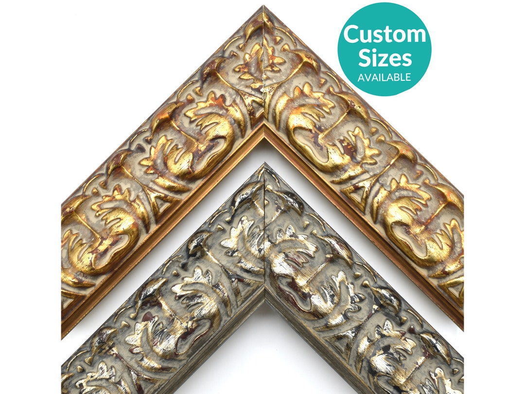 Gothic Revival Picture Frame – Aged Silver and Gold Ornate Frame for ...