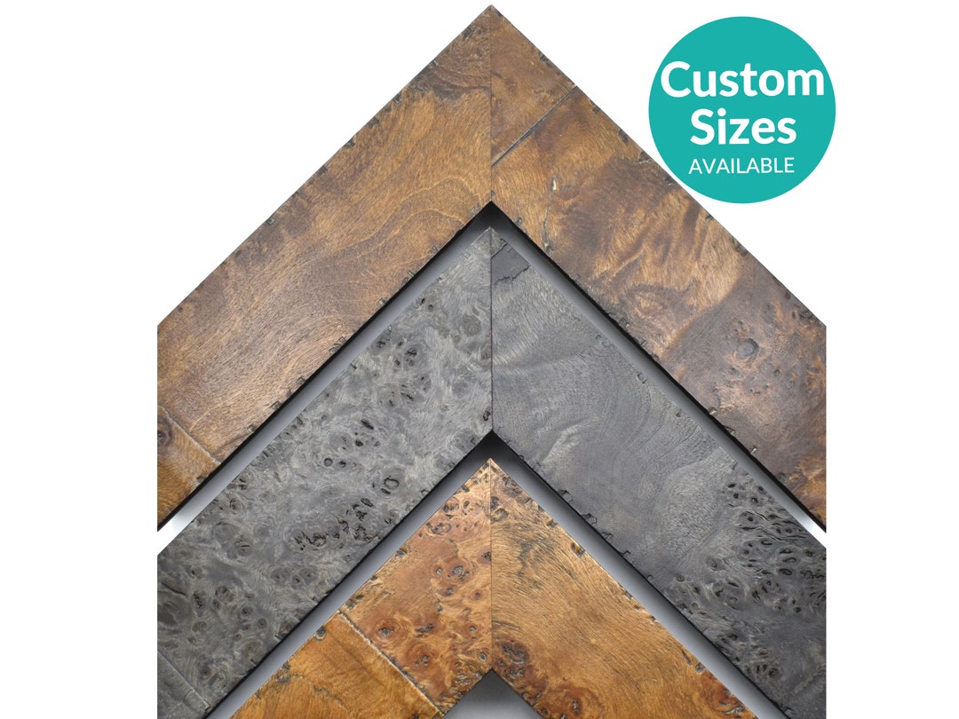 Rustic Burl Wood Picture Frame Ready to Hang W/ UV Protective Acrylic Glass 1 7/8" | Premium ...