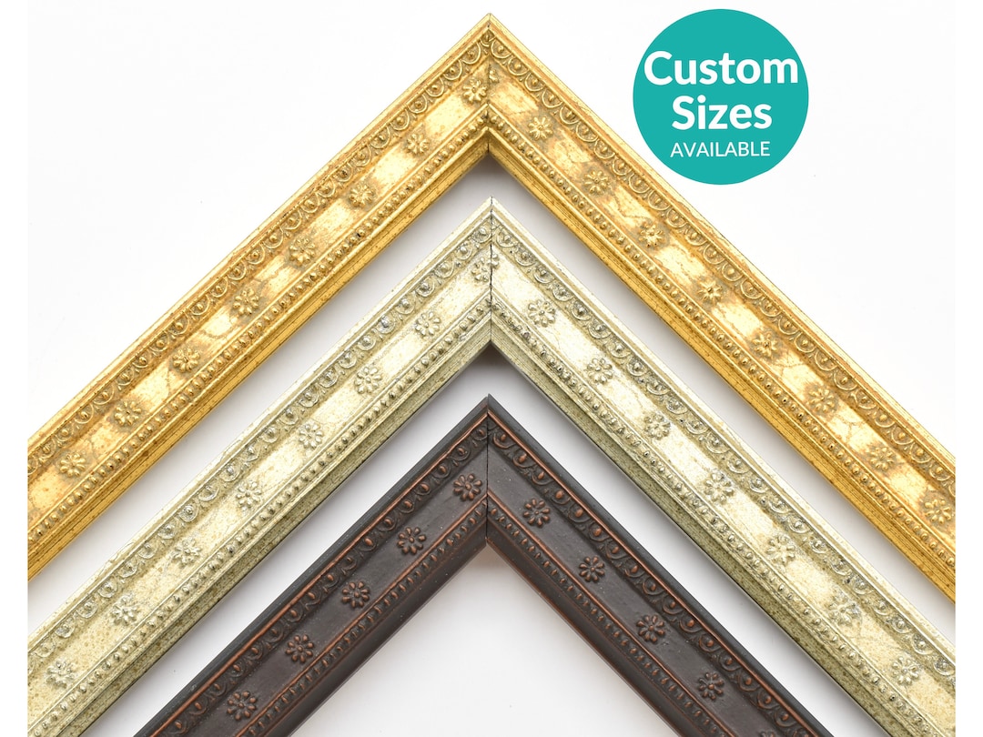 Embossed Ornate Custom Picture Frame W/ 90% UV Cover, Elegant ...