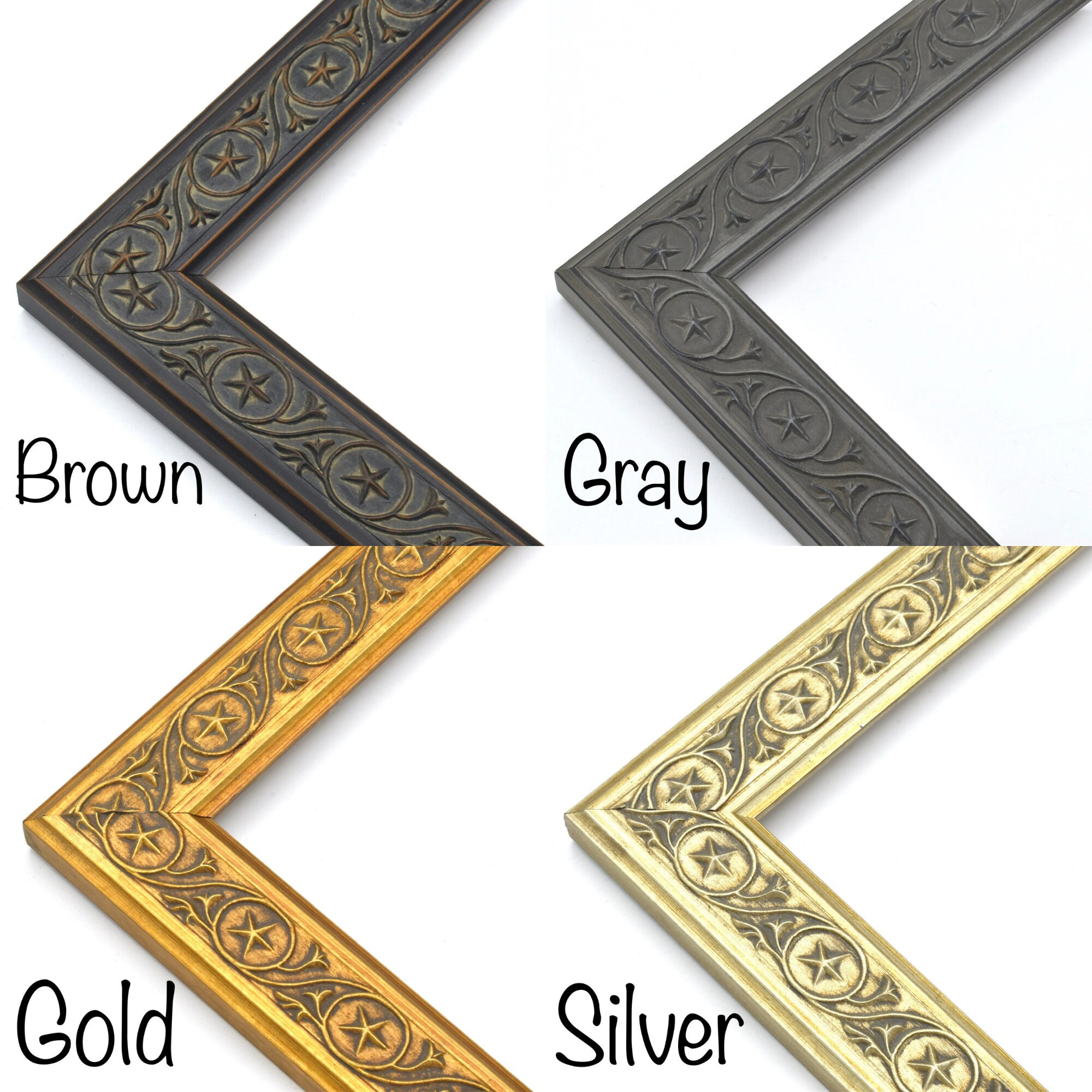 Antique Stars Custom Picture Frame W/ 90% UV Cover, Decorative Art Deco ...