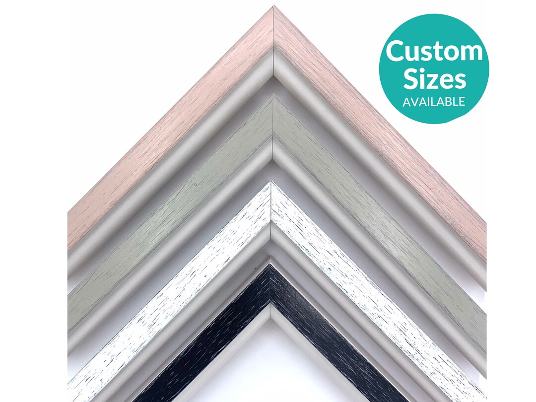 Boho White W/ Pastel Custom Picture Frame W/ 90% UV Cover, Decorative ...