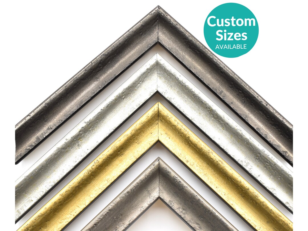 Scooped Metallic Picture Frame Ready to Hang With UV Protective Acrylic ...