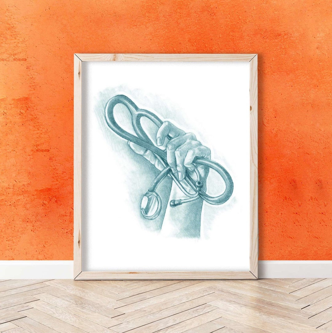 Stethescope Pencil Drawing - Biocreativearts - Prints for Doctors ...