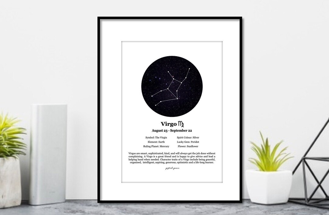 Virgo Star Sign Framed Print Zodiac Sign Poster Astrology - Etsy