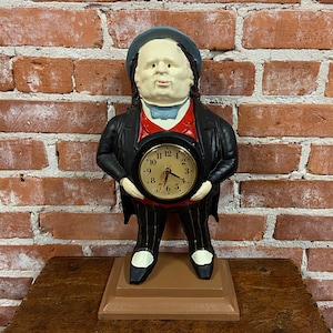 Vintage Cast Iron John Bull Clock, Hand Painted Cast Iron Figural Clock ...