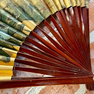 Vintage Asian Fan Art Handcrafted Bamboo Folding Fan Wall - Etsy