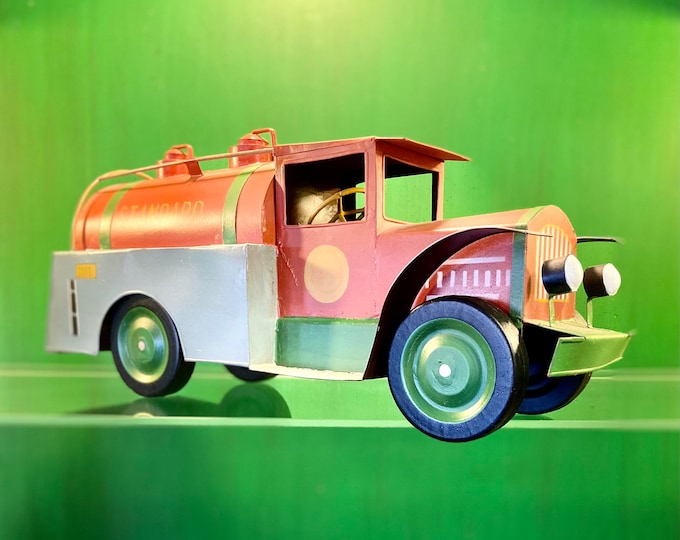 Vintage Tin Toy Tanker Truck, Vintage Standard Oil Toy Truck, Hand ...
