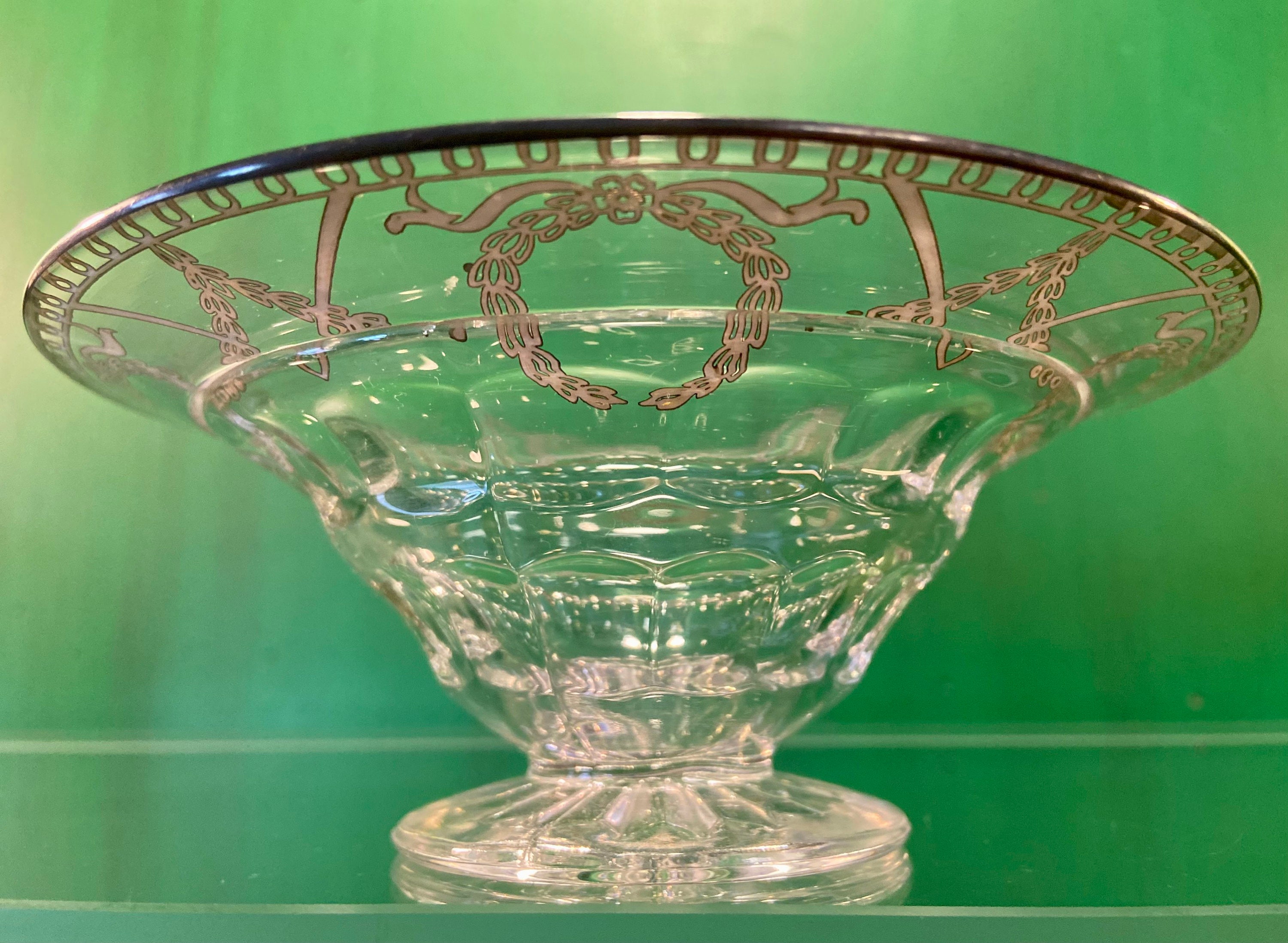 Vintage Glass With Silver Dish Silver Overlay Crystal - Etsy