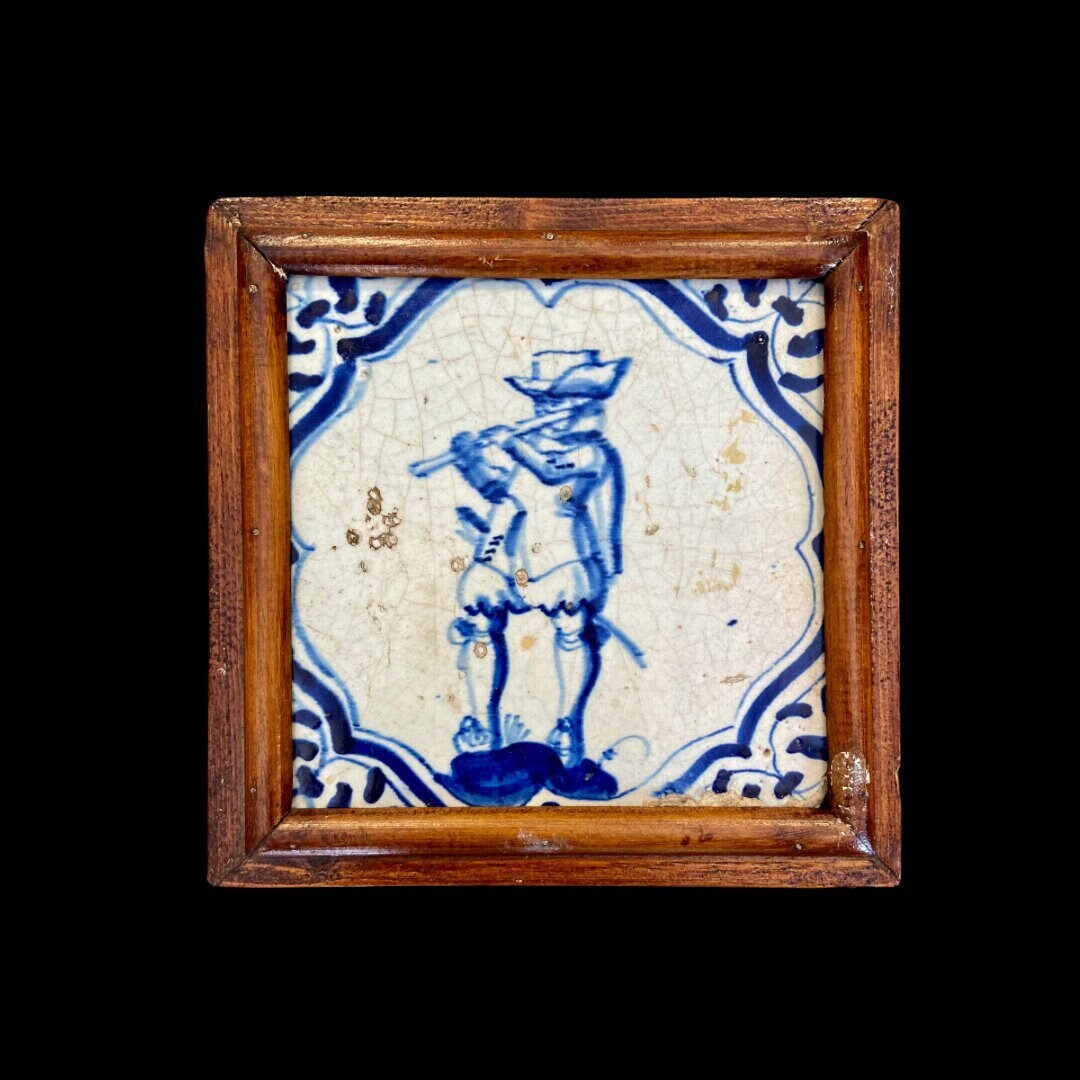 Antique 17th Century Hand Painted Framed Dutch Ceramic Tile, Antique ...