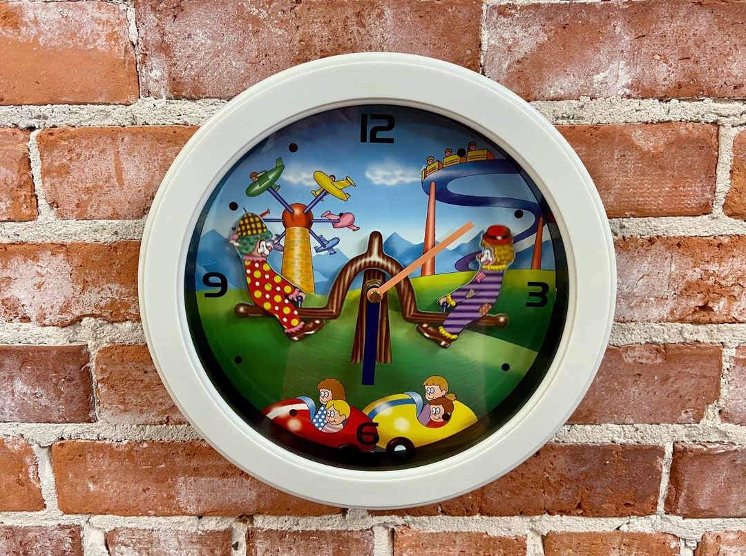 Vintage See Saw Clowns Clock, Fair Carnival Clock, Vintage Clowns Wall ...