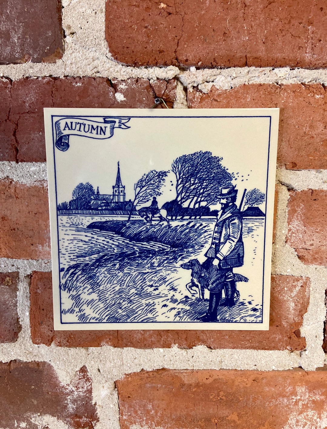 Vintage Delft Blue Tile, Dutch Ceramic Handmade Tile, Schoonhoven Made ...