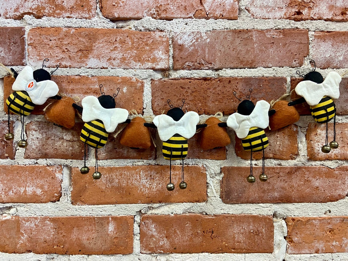 Vintage Hanging Honey Bee Decor 5 Hanging Bees on Twine | Etsy