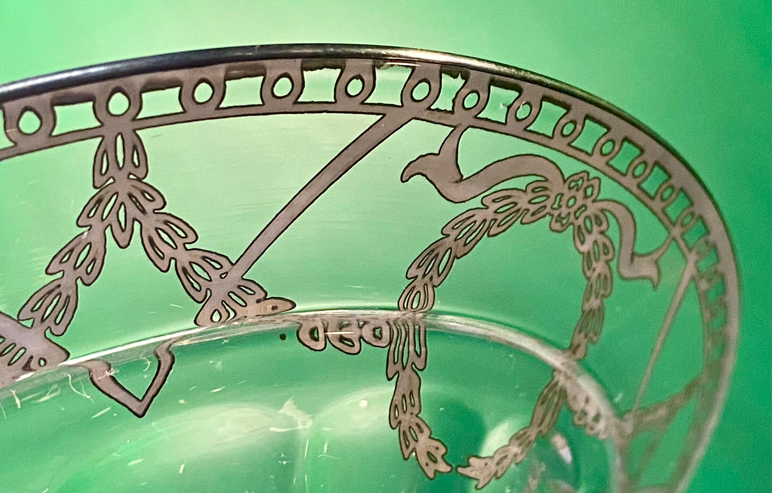 Vintage Glass With Silver Dish Silver Overlay Crystal - Etsy