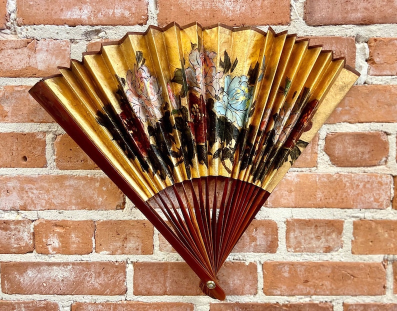 Vintage Oriental Wall Fan Art Asian Wall Hanging Fan - Etsy