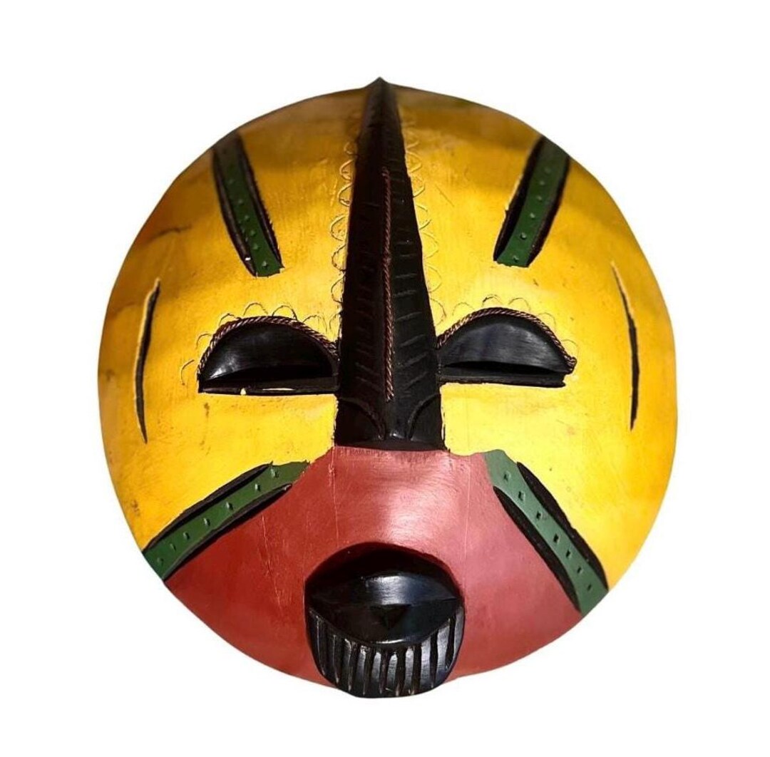 Vintage African Wooden Mask, Handcrafted in Ghana, African Mask Decor ...
