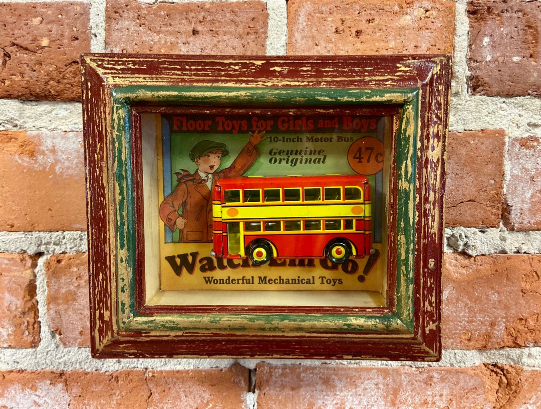 Vintage Toy Framed Behind Glass Shadow Box, Toy Shadow Box, Vintage ...