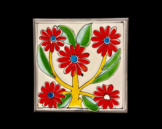 Vintage 6" X 6" Italian Ceramic Tile, Hand Painted Italian Tile Art ...