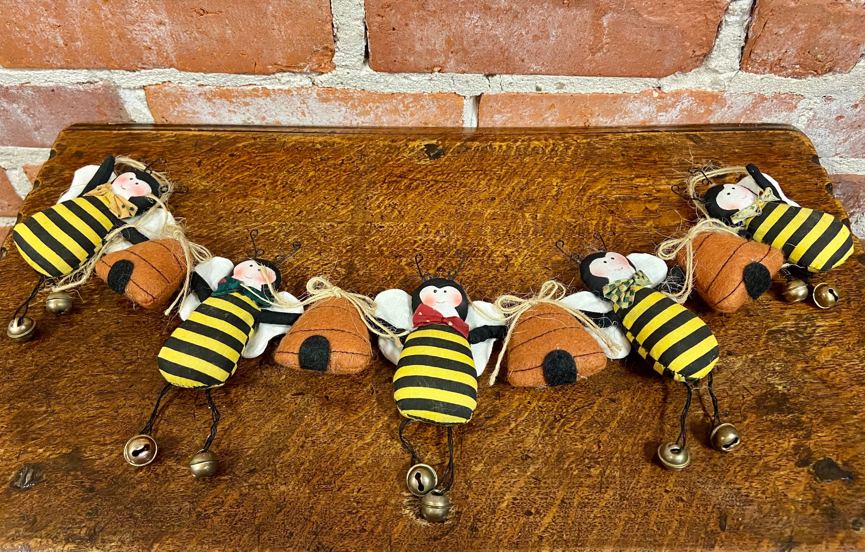Vintage Hanging Honey Bee Decor 5 Hanging Bees on Twine | Etsy