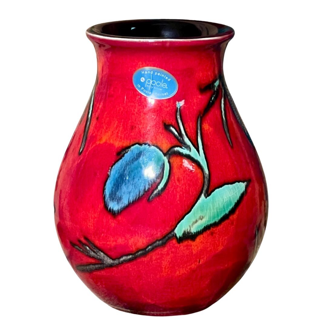 Vintage Poole Pottery Himalayan Poppy Vase, Hand Painted Poole Pottery ...