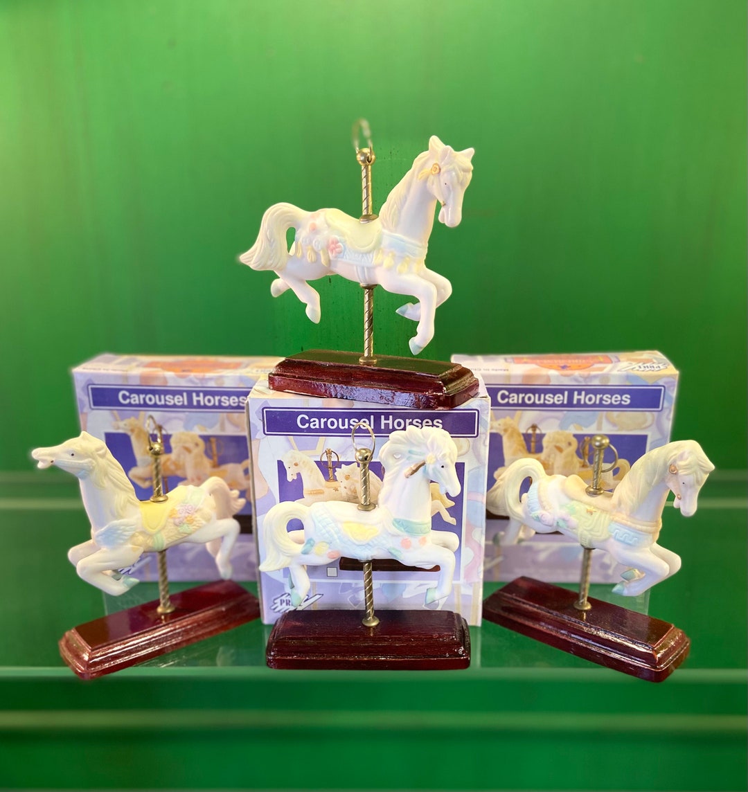 Set of 4 Vintage Carousel Horses, Hand Painted Hand Sculpted Porcelain ...