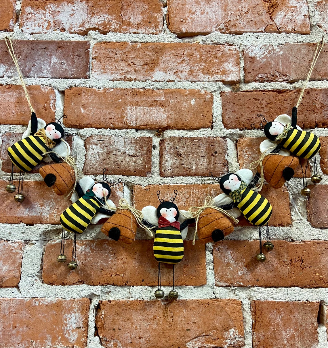Vintage Hanging Honey Bee Decor 5 Hanging Bees on Twine | Etsy