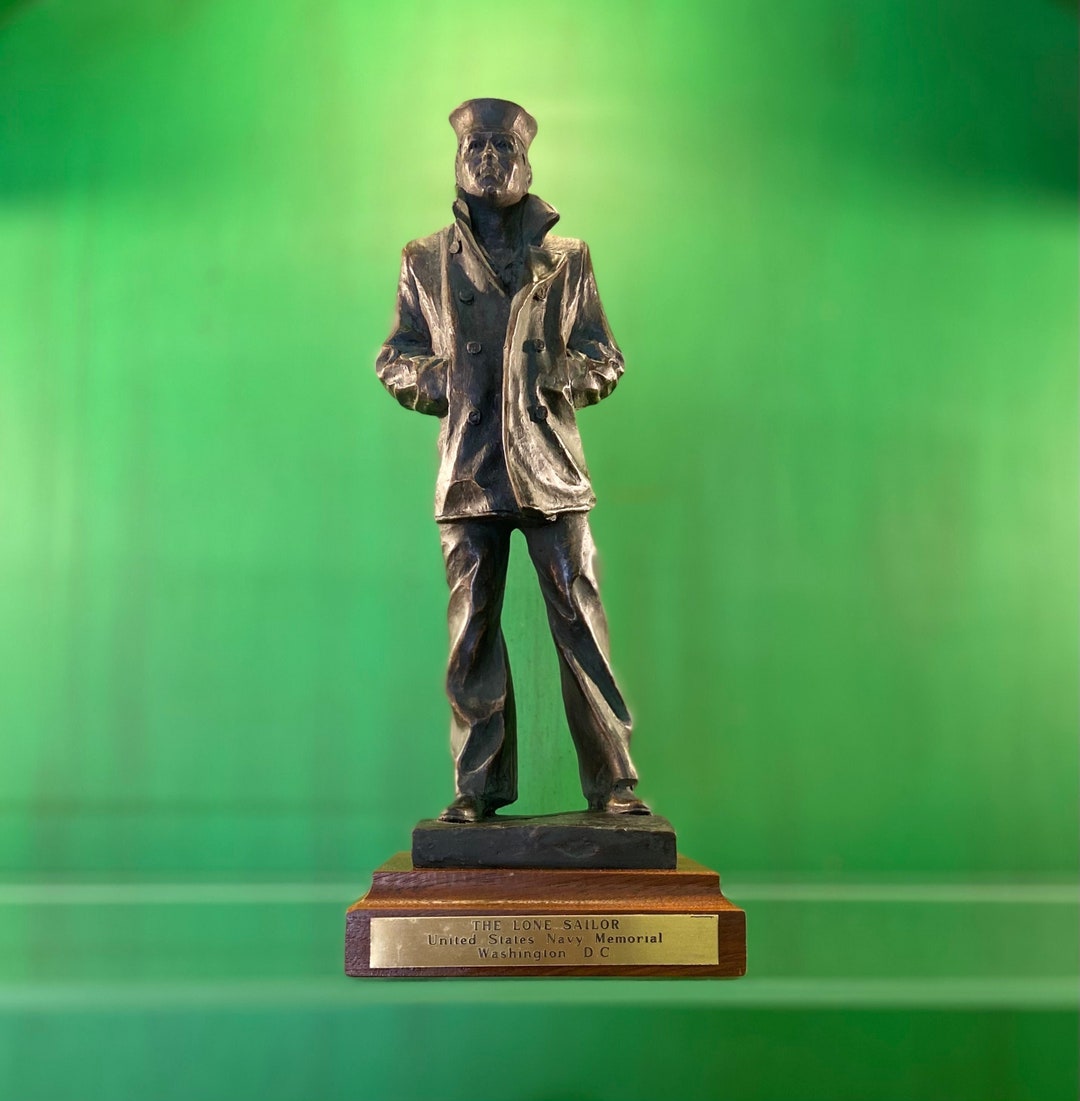 Vintage U.S. Navy Memorial Sculpture, 10 the Lone Sailor Statue, Cold ...