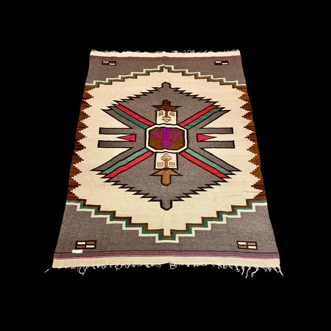 Vintage Ecuadorian Wool Rug: Handwoven Inca Folk Art, 5' X 7' - Etsy
