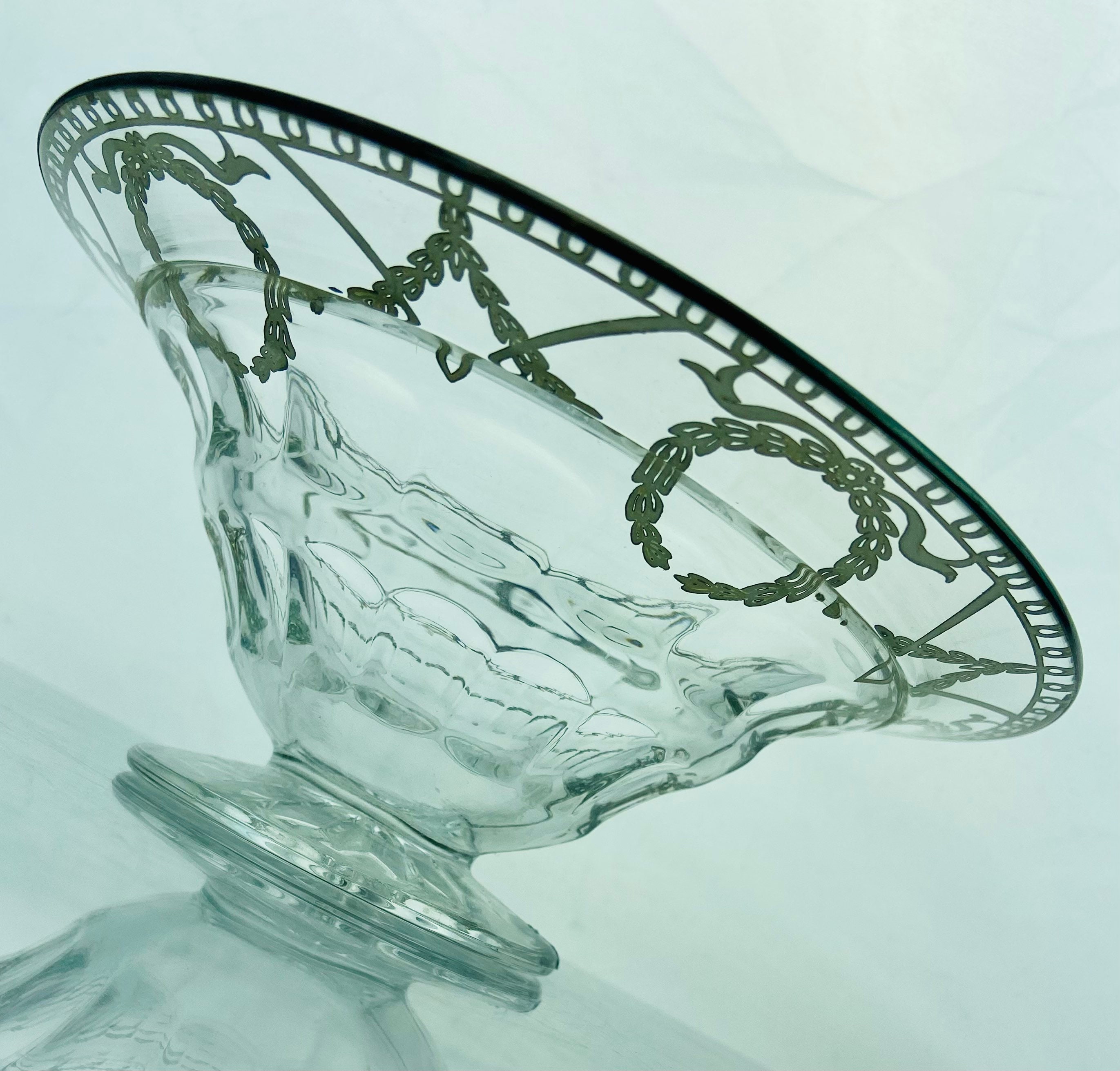 Vintage Glass With Silver Dish Silver Overlay Crystal - Etsy