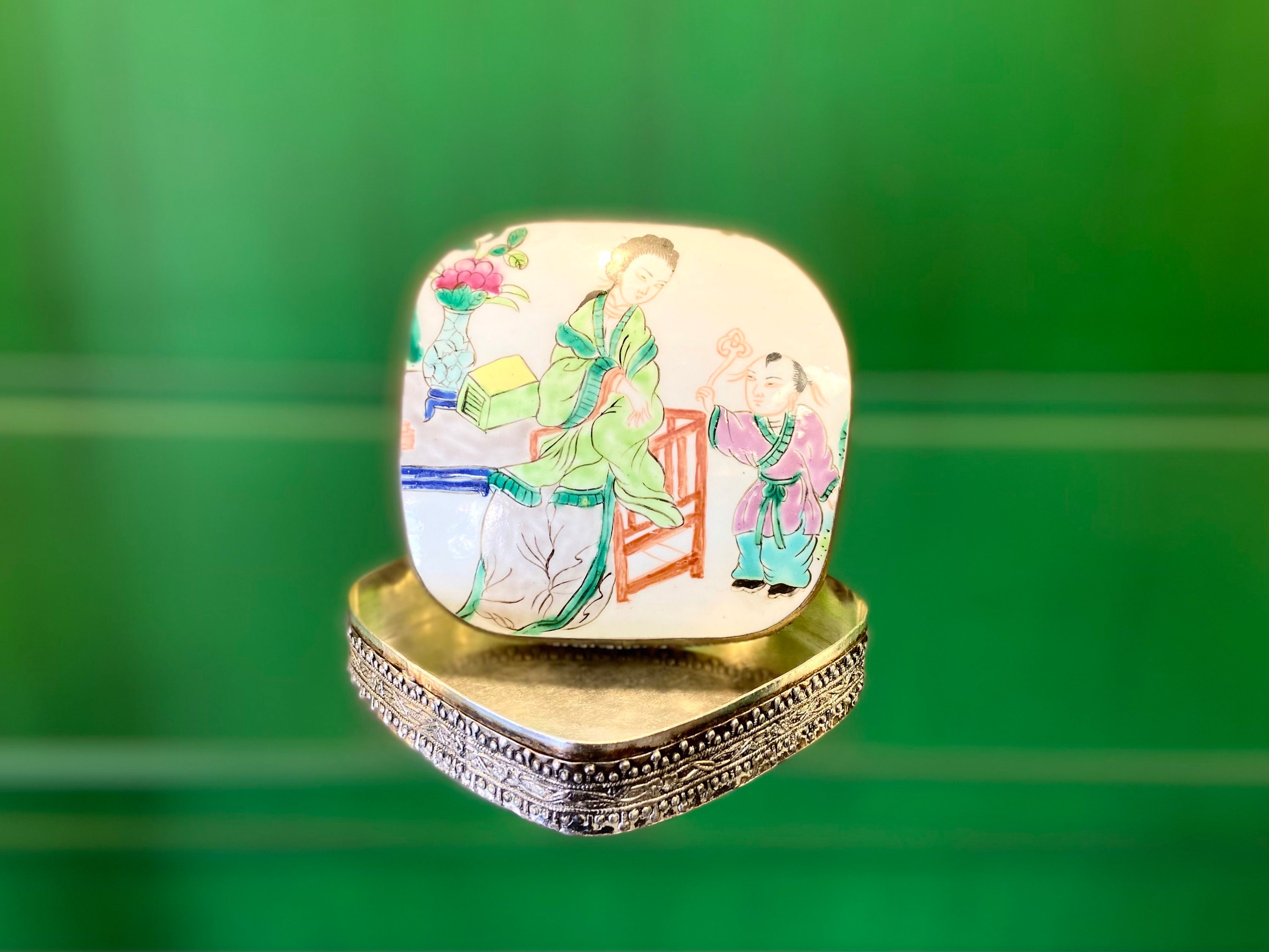 Antique Chinese Shard Porcelain Box Vintage Chinese Nickel | Etsy