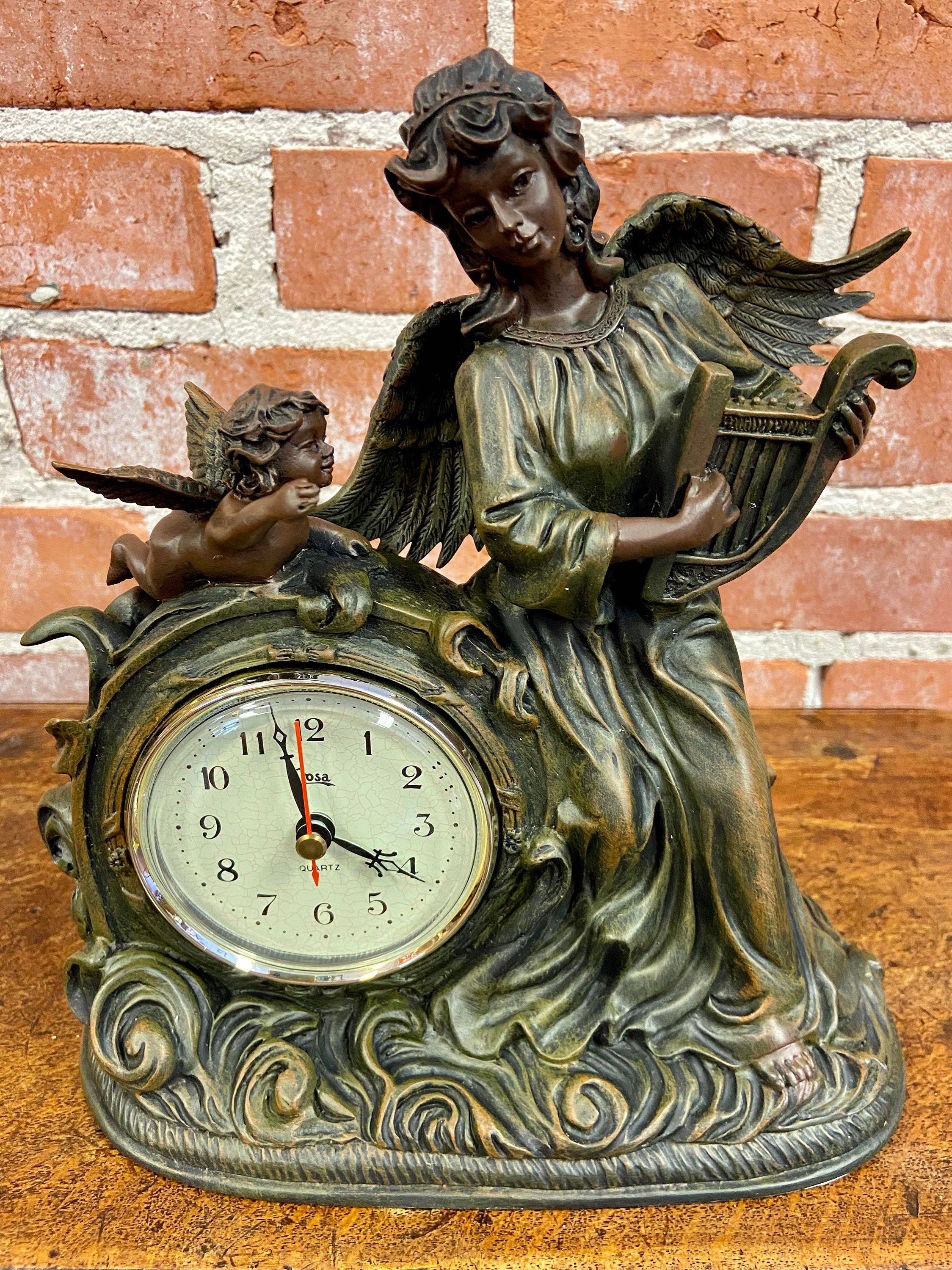 Vintage Angel Playing Harp Desk Clock Vintage Crosa Clock | Etsy
