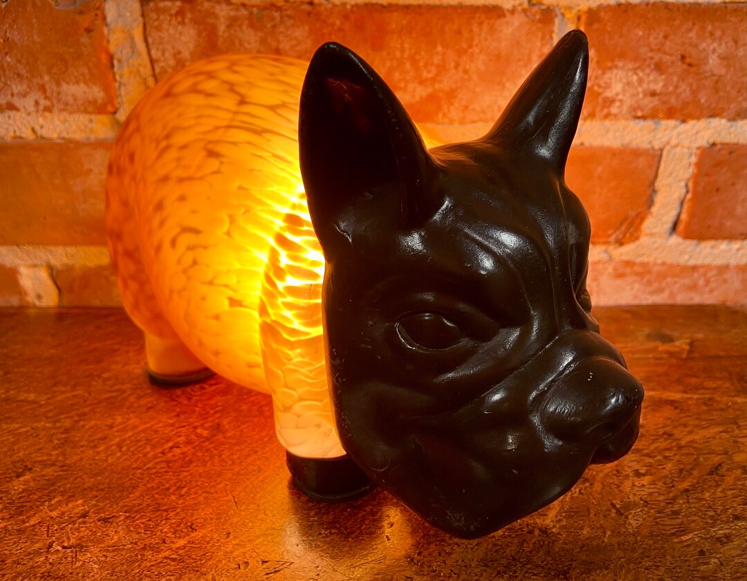 Vintage Bulldog Lighting, French Bulldog Art Glass Lamp, French Bulldog ...