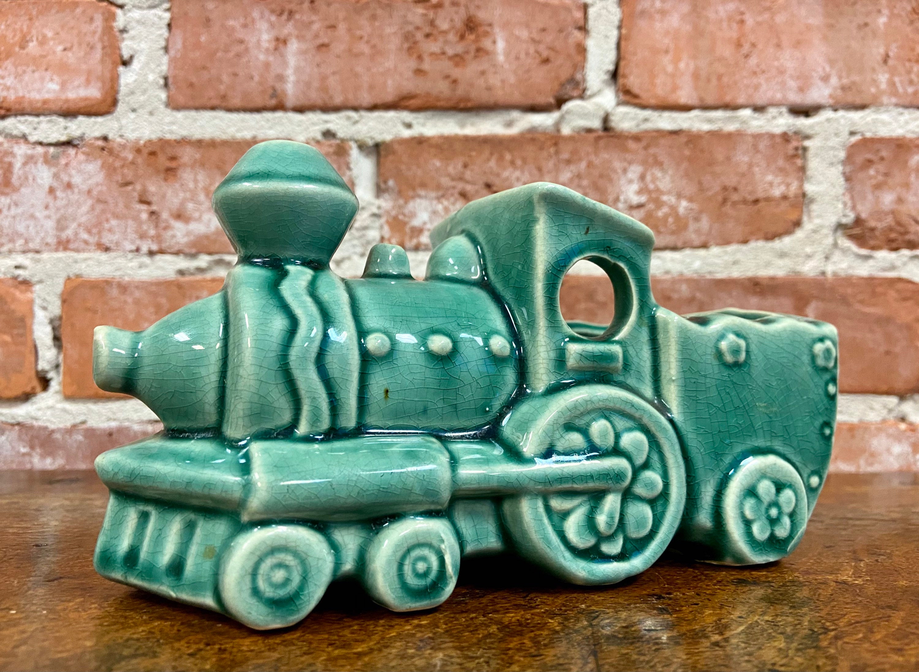 Vintage Mid Century Ceramic Train Planter, Train Locomotive Planter ...