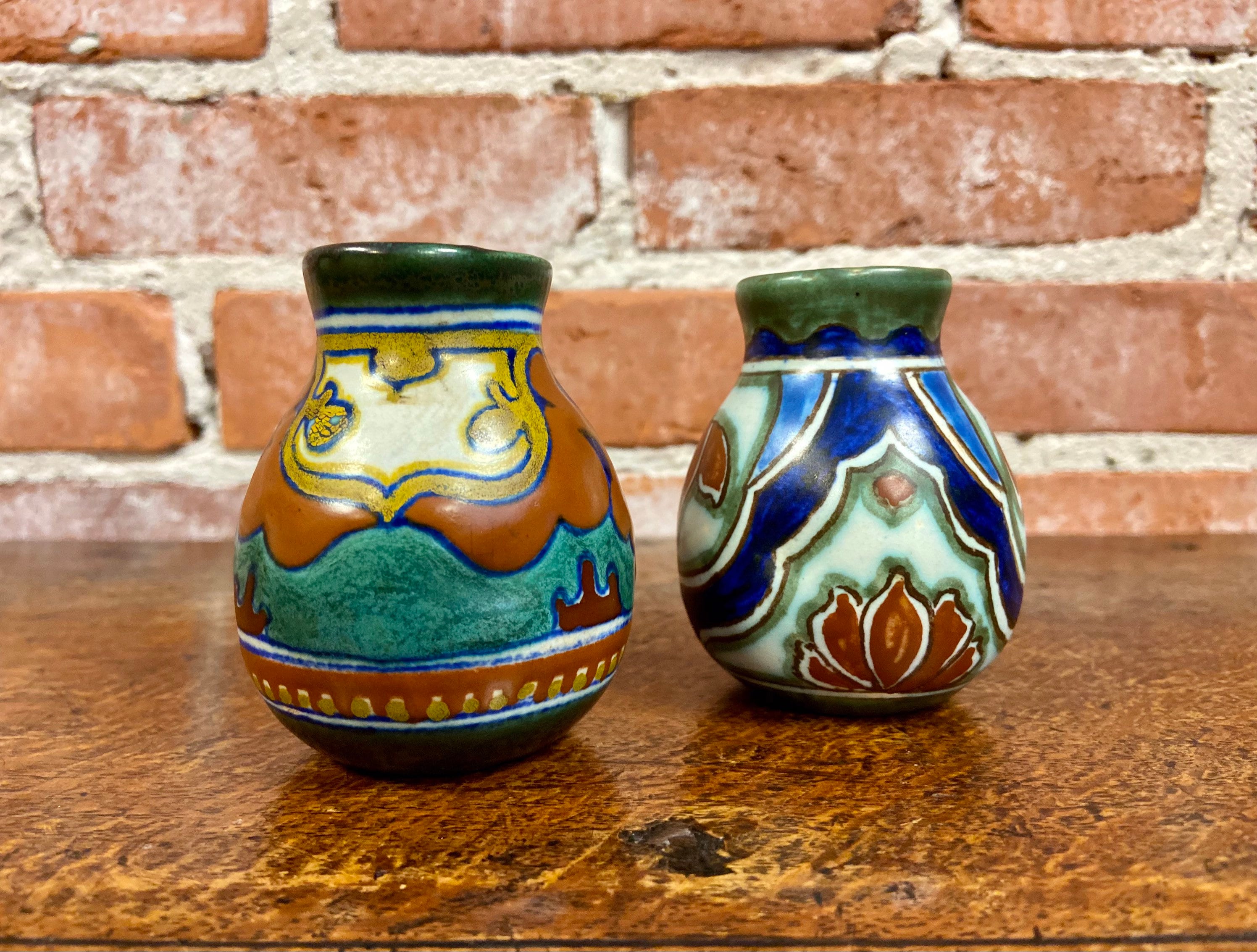 Pair of Gouda Pottery Art Vases Hand Painted Dutch Gouda Art | Etsy