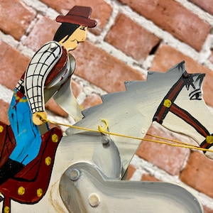 Vintage Cowboy Metal Balancing Toy, Retro Balance Figure Metal Toy ...