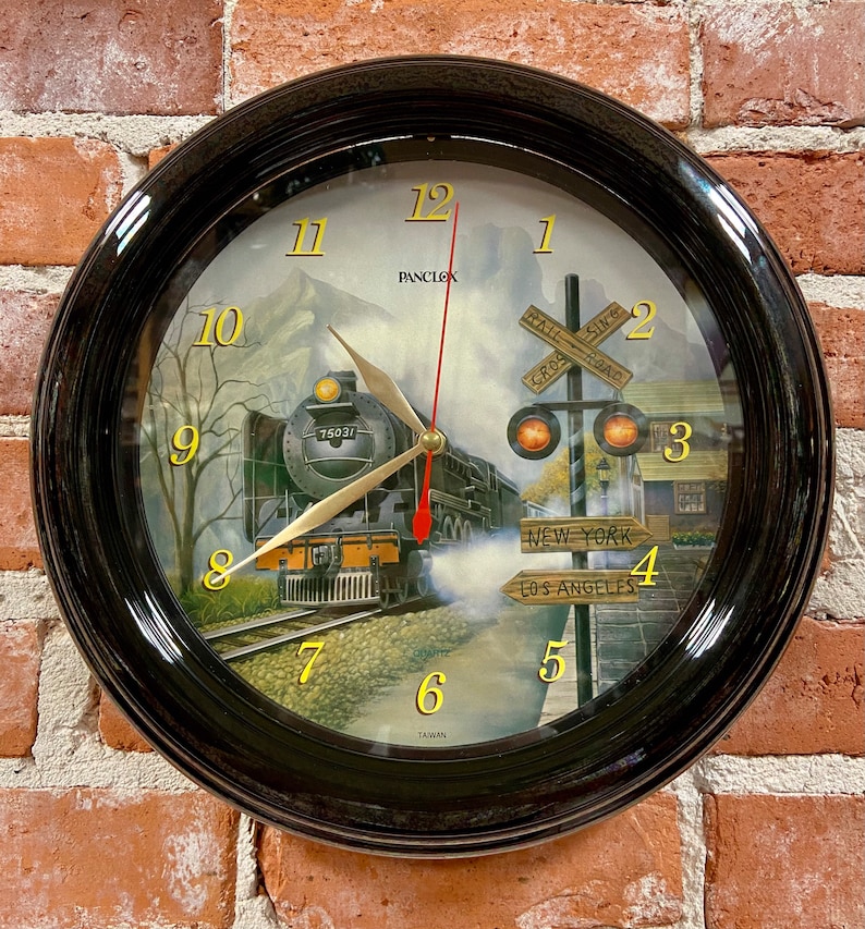 Vintage Blue Cool Wall Clock Train Clock Neon Clock Wall - Etsy