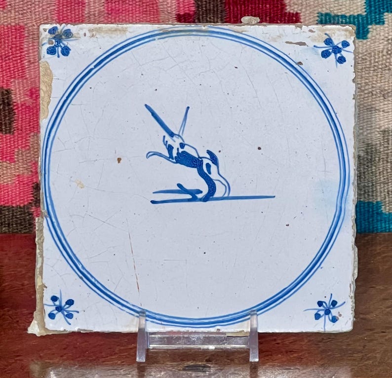 18th Century Dutch Delft Tile: Springer Antique Hand-painted Dutch ...