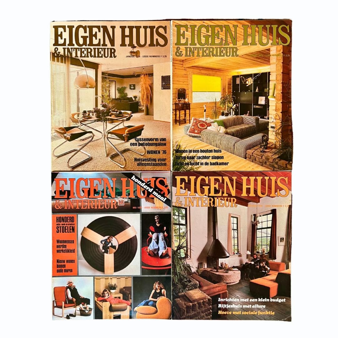 Lot of 4 Vintage 1976 Dutch Interior Design Magazines, Eigen Huis ...