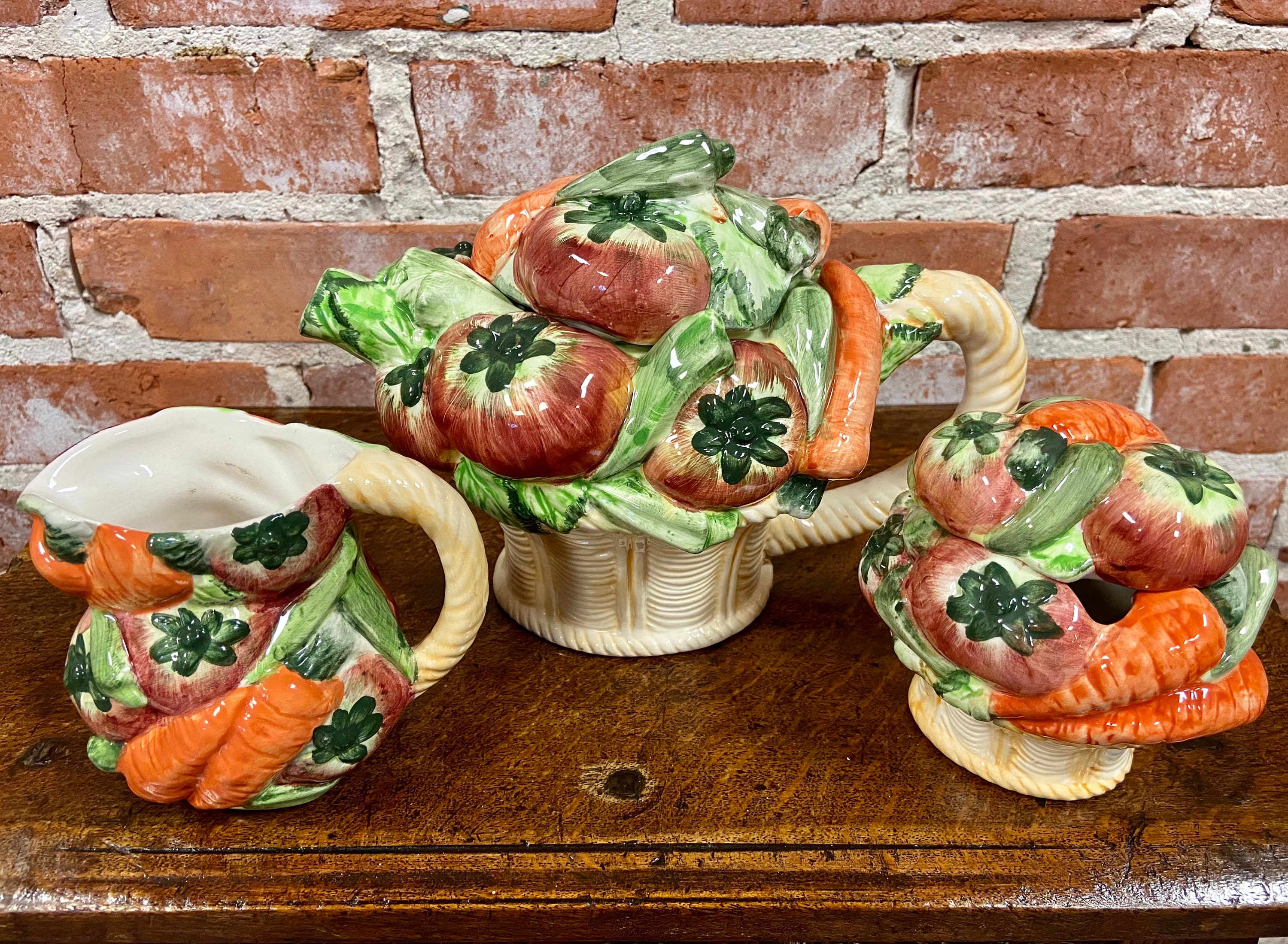 Vintage Hand Painted Ceramic Vegetable Tea Set Vintage World - Etsy