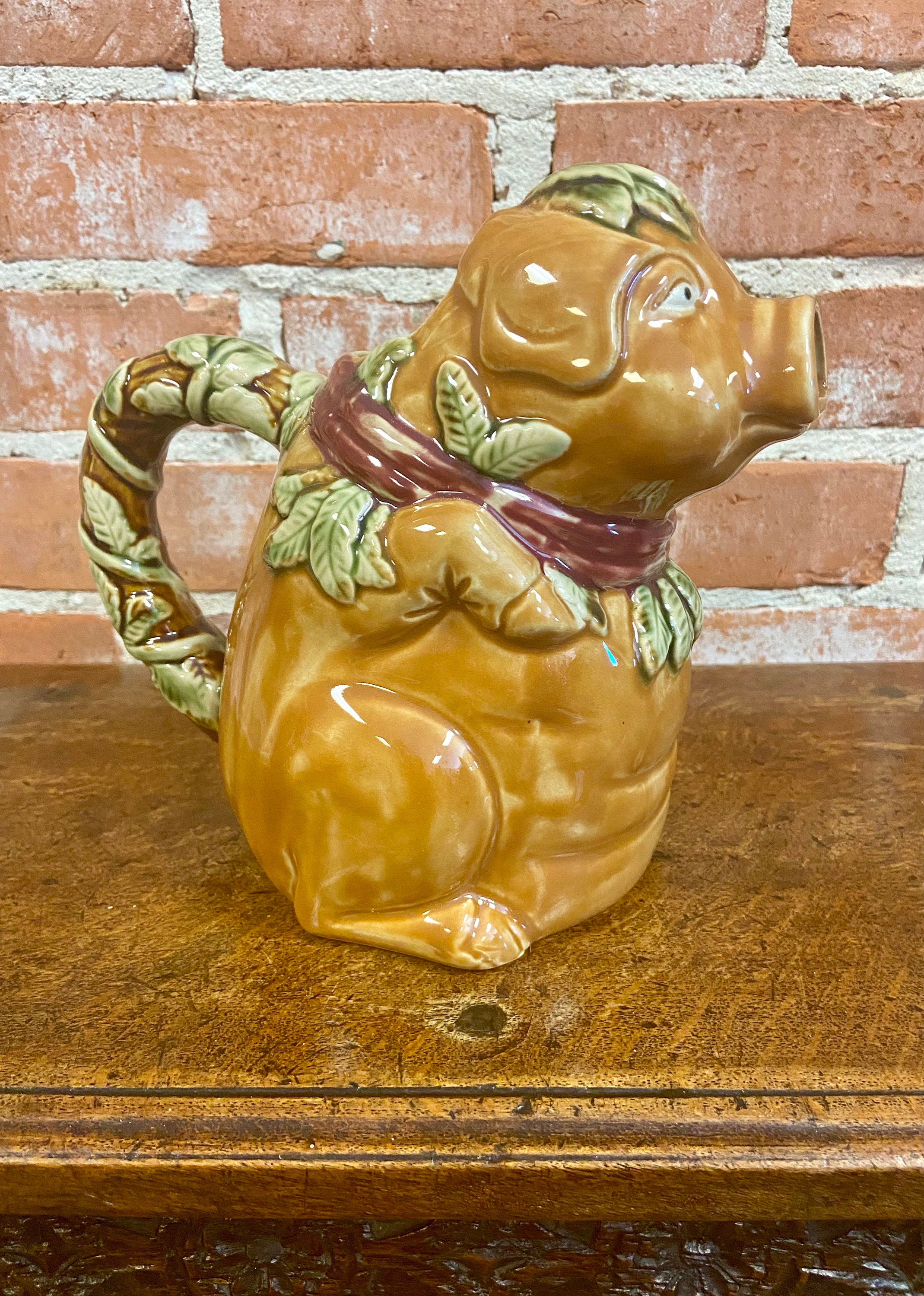 Vintage Majolica Style Pig Pitcher Collectible Pig Figural - Etsy