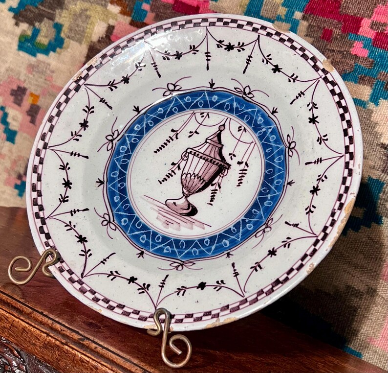 18th Century Dutch Delft Plate - Hand-painted Dutch Faience Plate ...