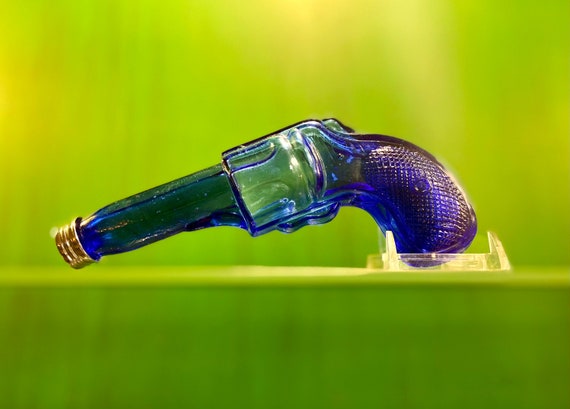 Vintage Cobalt Blue Glass Gun Bottle Pistol Shape Glass | Etsy